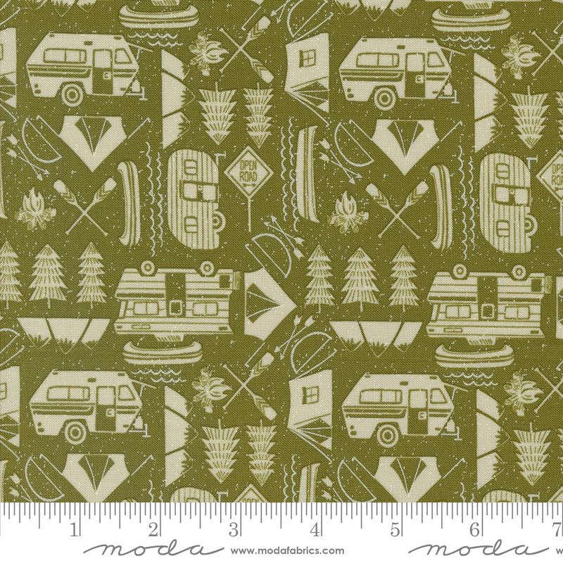 The Great Outdoors-Campers Cream on Green – Sew Downtown